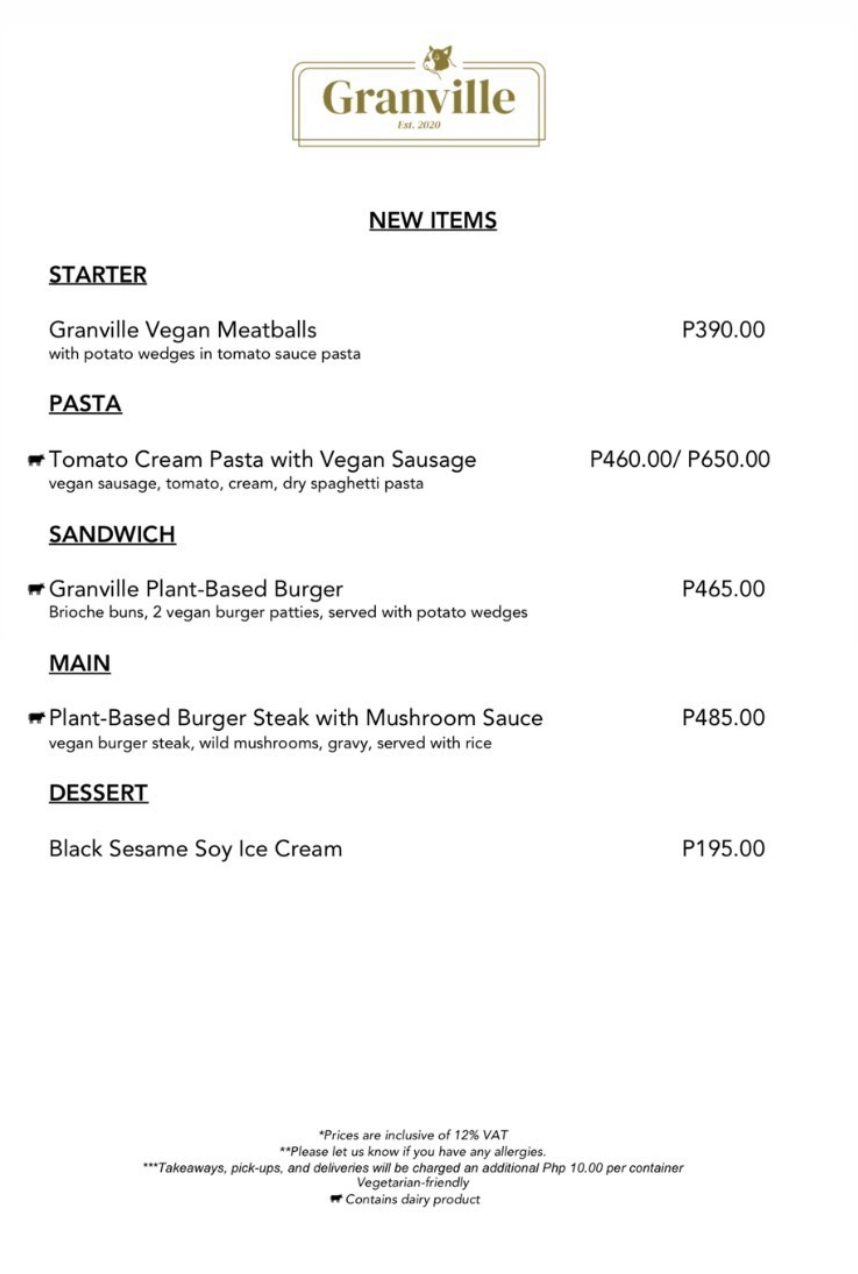 Granville Menu | ClickTheCity Food & Drink