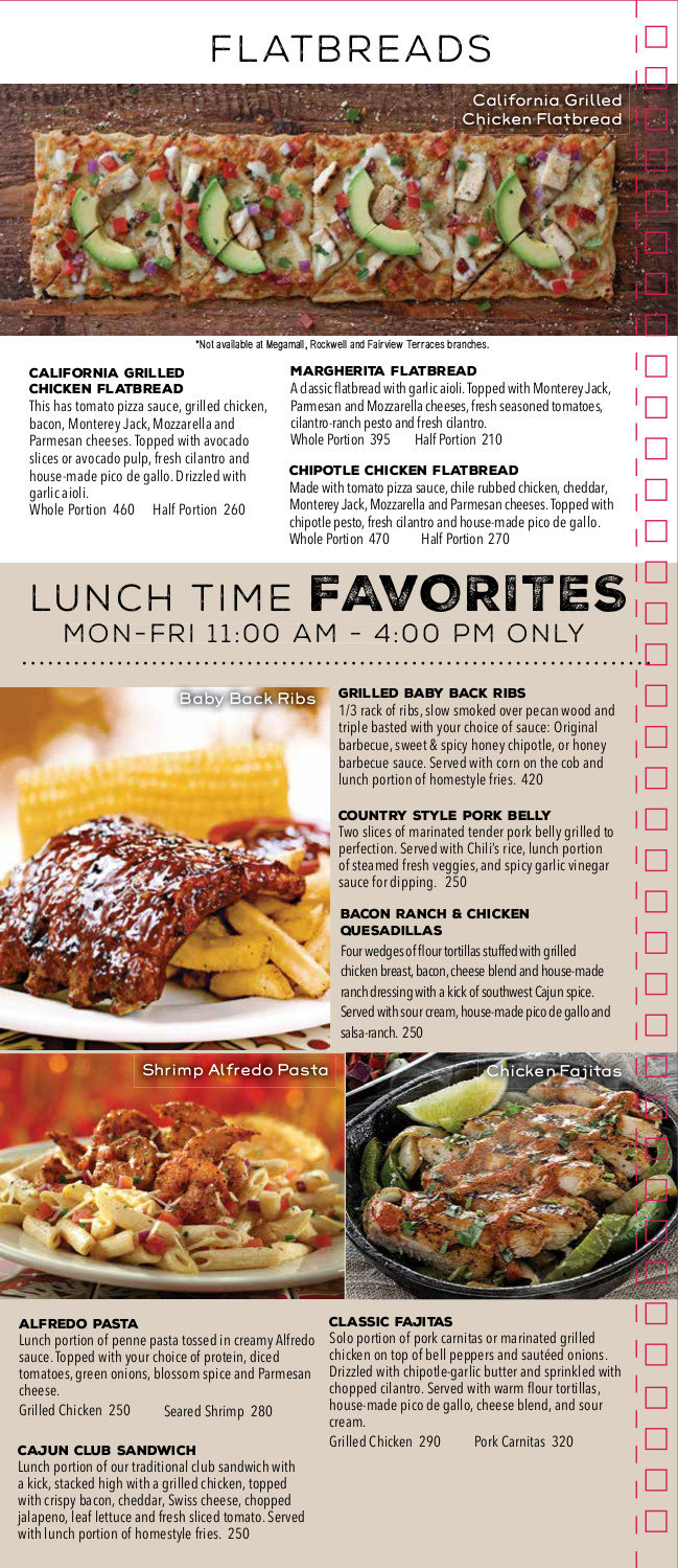 Chilis Printable Menu