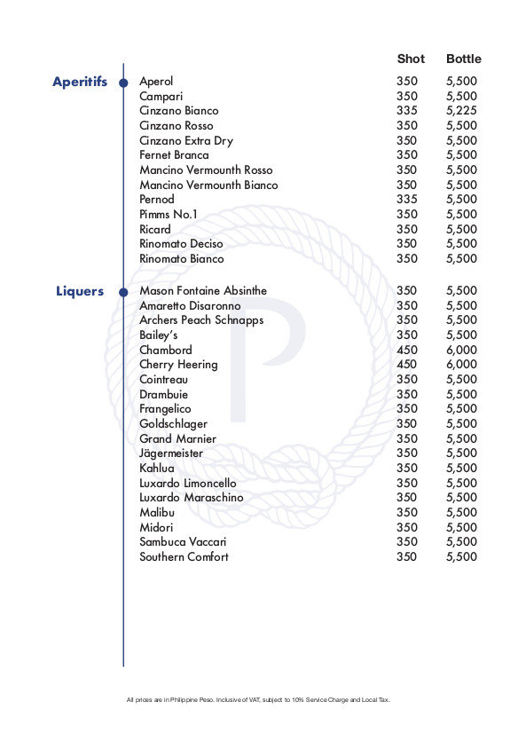Port Bar Menu | ClickTheCity Food & Drink