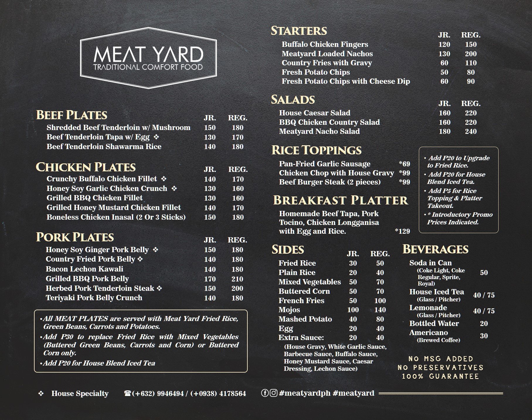 Meatyard Restaurant Menu | ClickTheCity Food & Drink