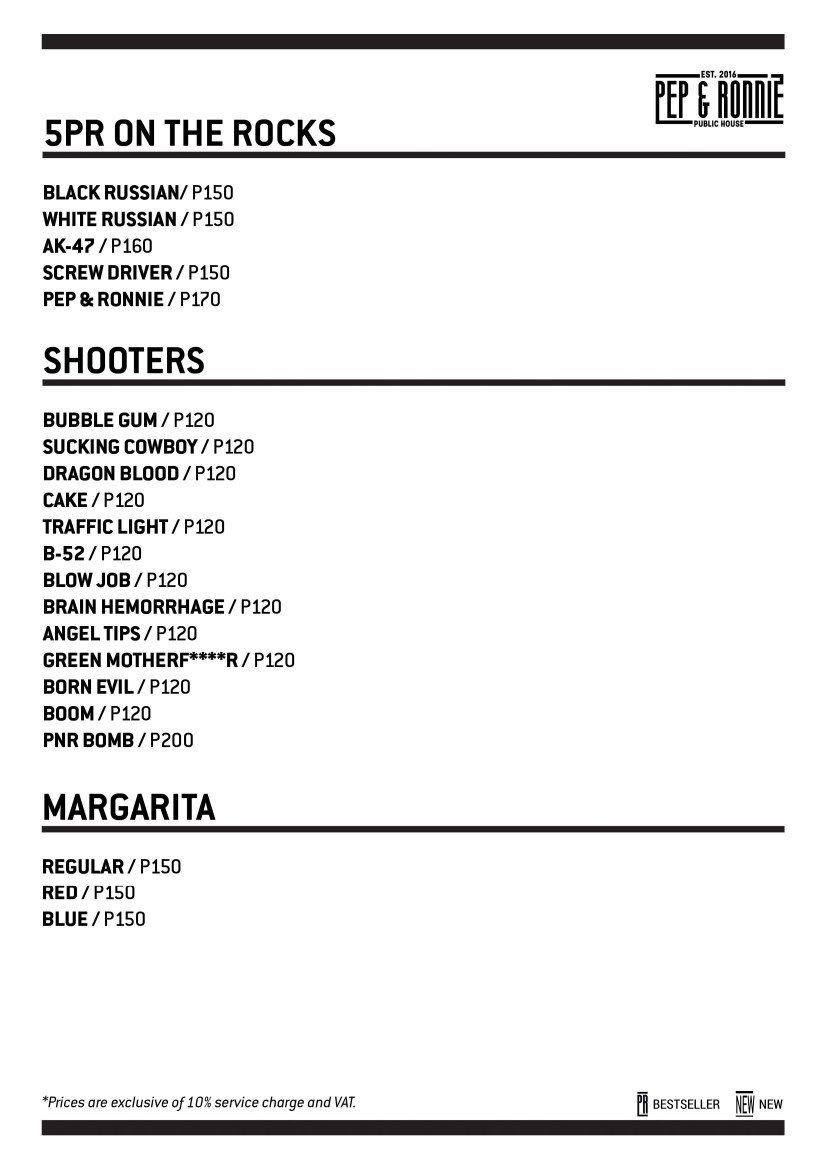 Pep & Ronnie (San Fernando) Menu | ClickTheCity Food & Drink