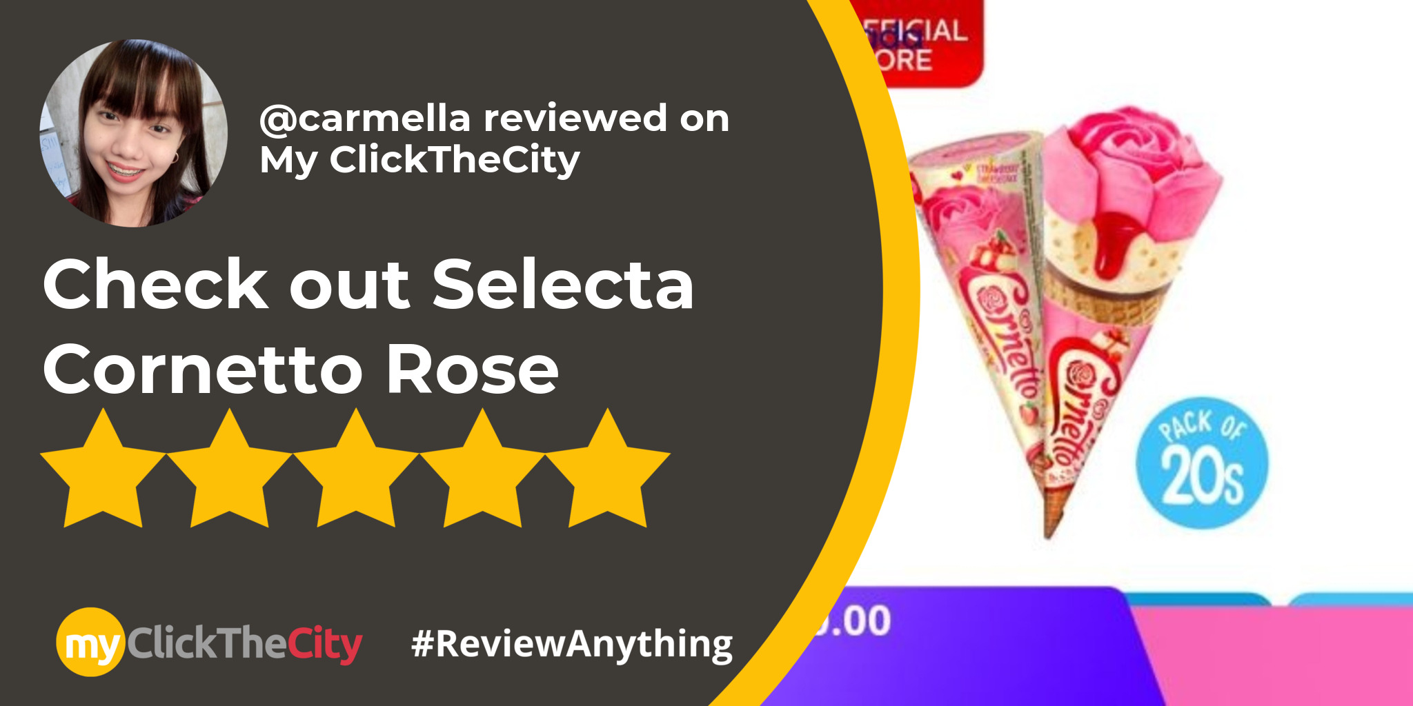 Carmella Villar's review | Check out Selecta Cornetto Rose Strawberry ...