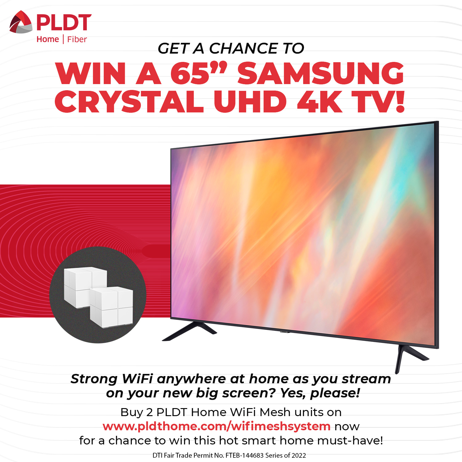 Avail a PLDT Home WiFi Mesh system online for a chance to win a 65 ...