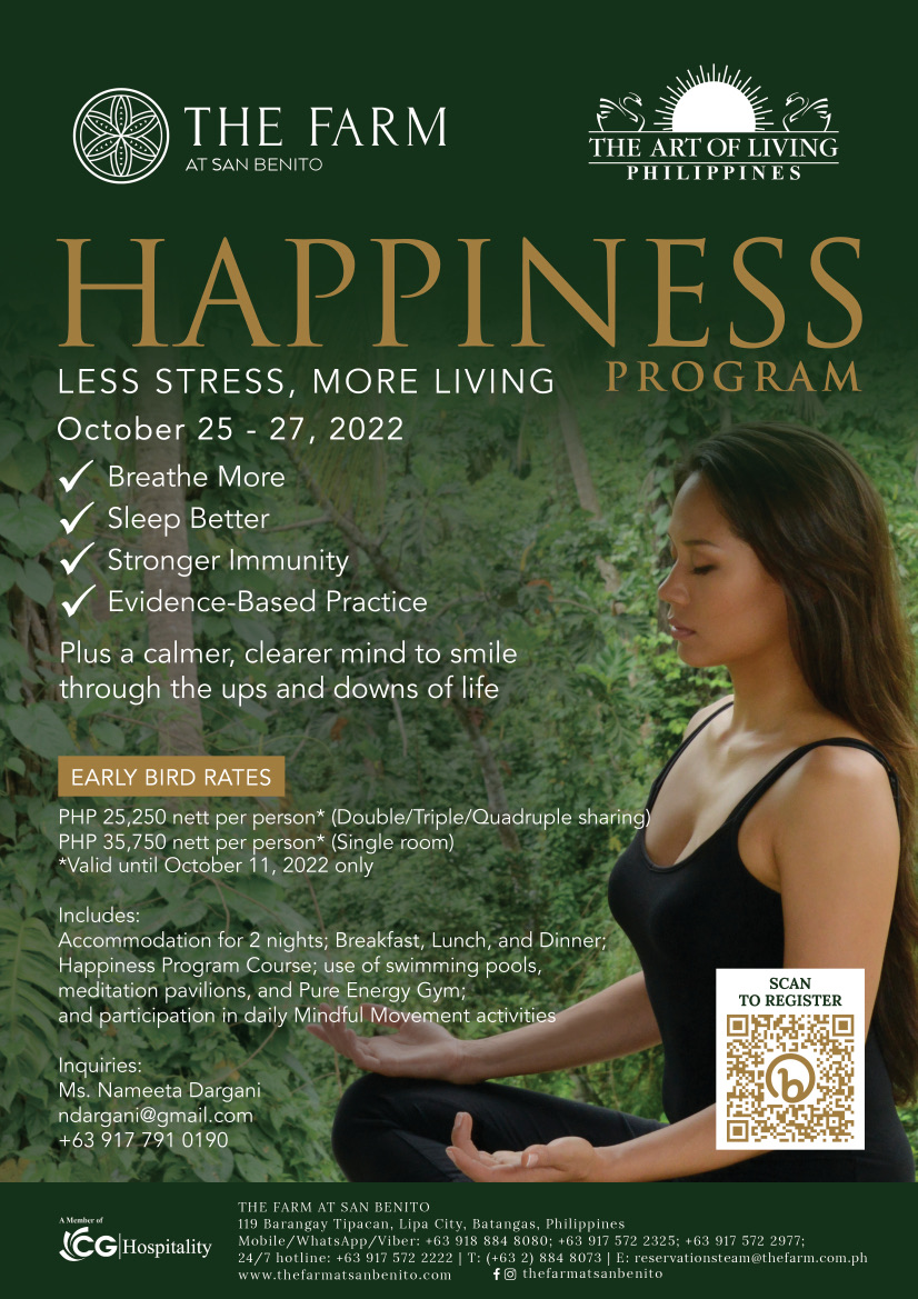 The Farm at San Benito to Host the ‘Happiness Program’ by The Art of ...