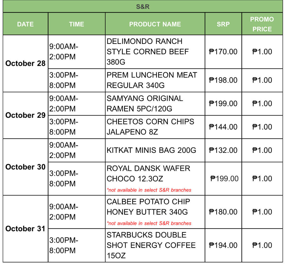 S&R PISO SALE runs this Halloween weekend - ClickTheCity