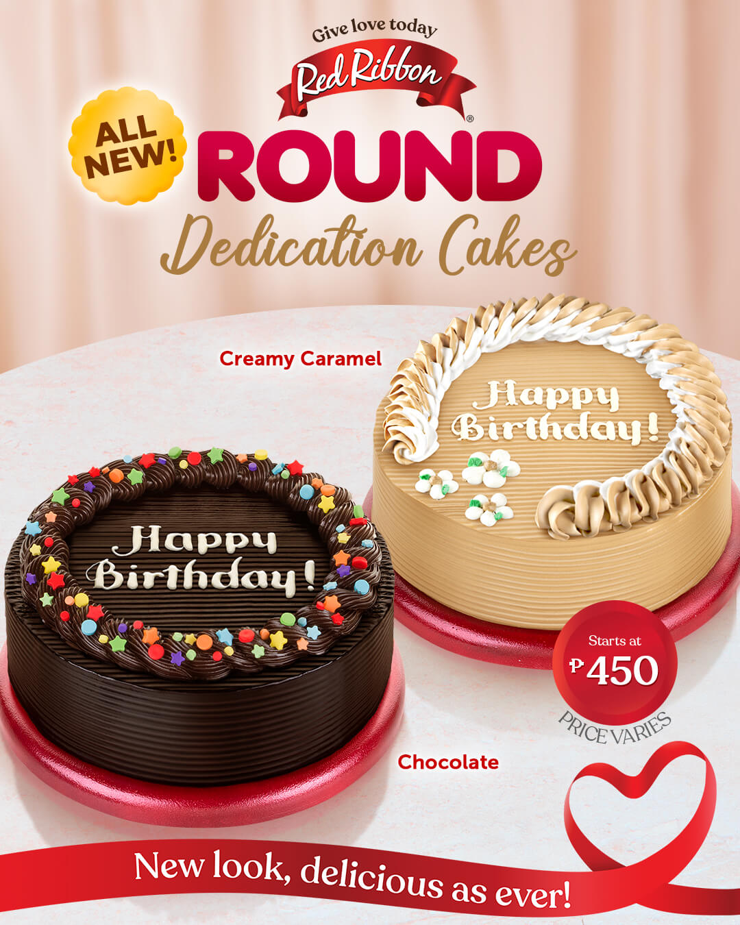 "Sweet Beginnings: Red Ribbon Unveils Irresistible Round Dedication Cakes for Every Occasion ...